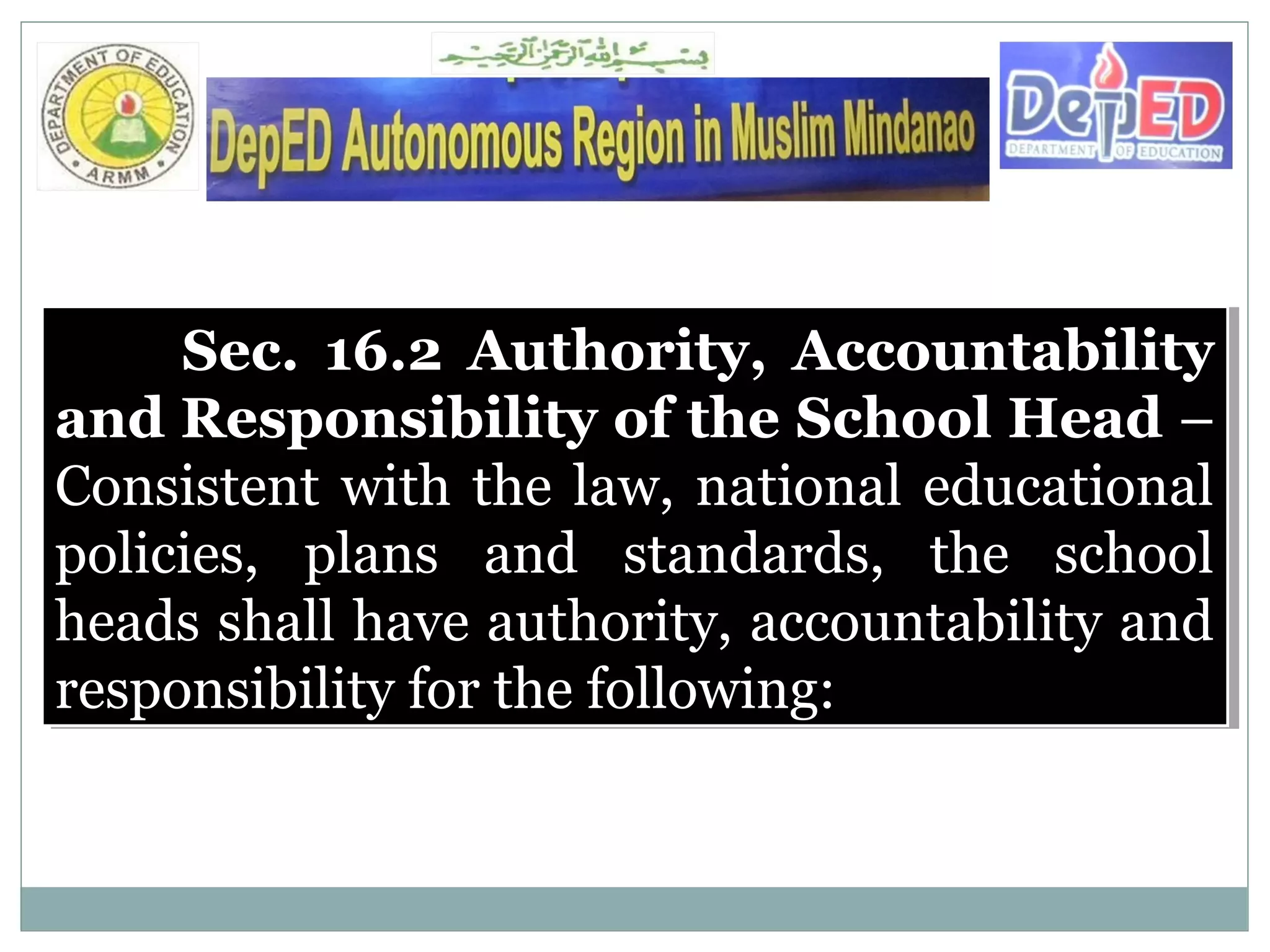 Roles and Functions of School Heads | PPT