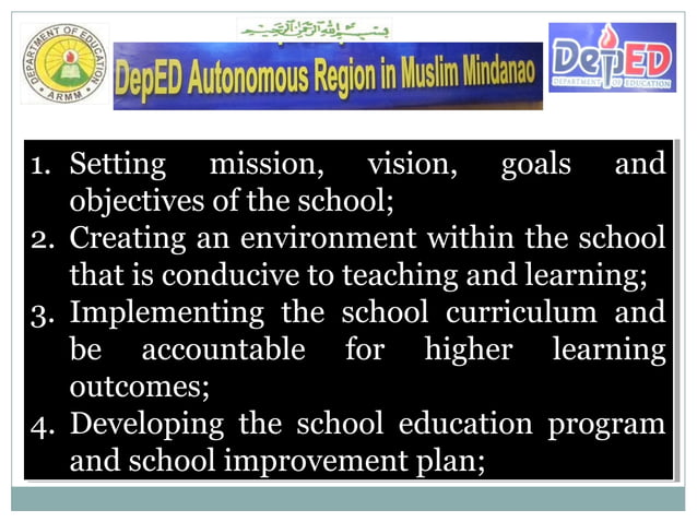 Roles and Functions of School Heads | PPT