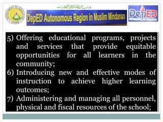 Roles and Functions of School Heads | PPT