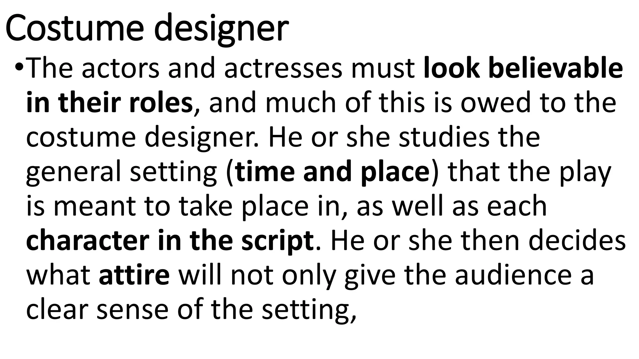 Roles in a stage production | PPTX