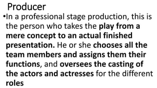 Roles in a stage production | PPTX