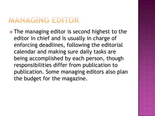 Roles In The Magazine Industry | PPTX