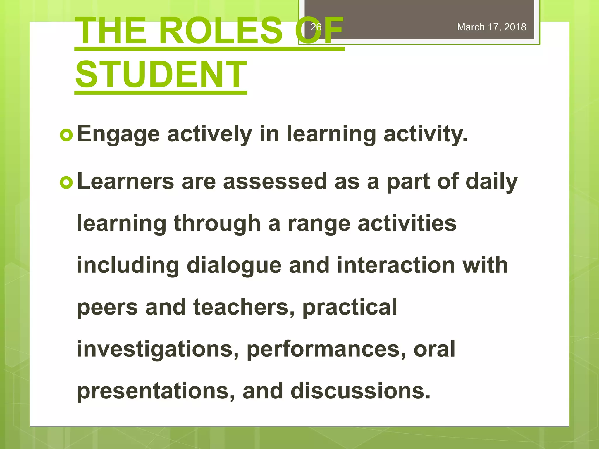 Roles of a teacher ,learner, administrator,statuary bodies and ...