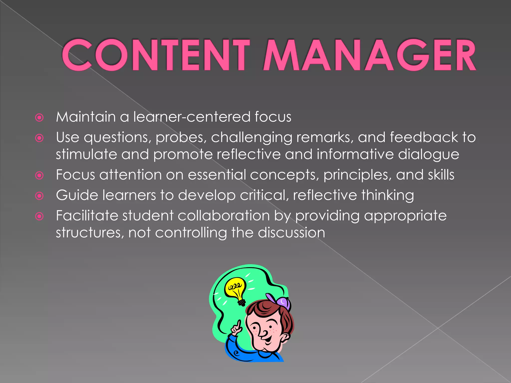 Roles of an e learning facilitator pp | PPTX