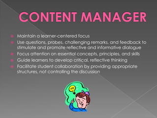 Roles of an e learning facilitator pp | PPT