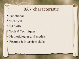 Roles of business analyst | PPS