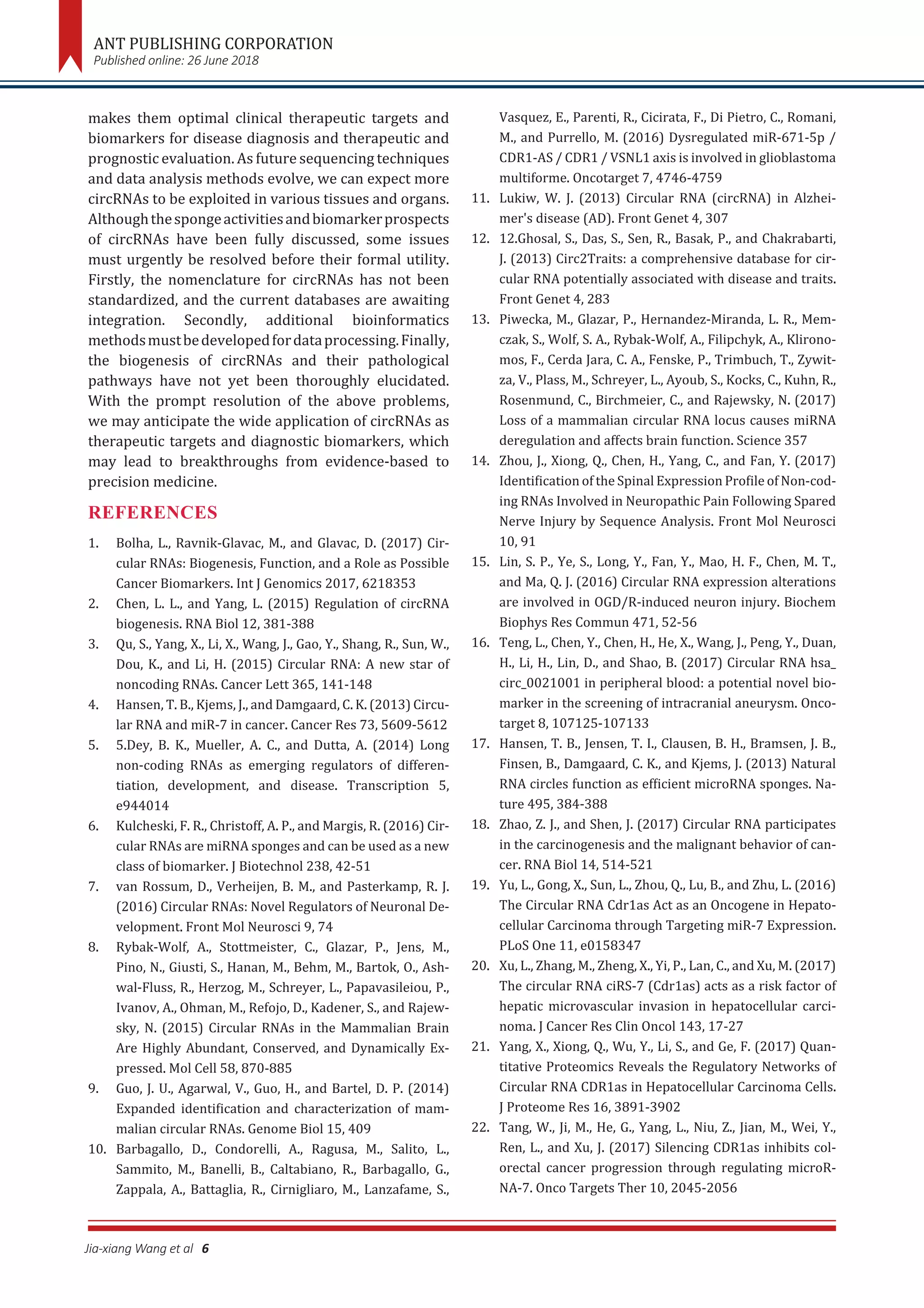 Roles of circular rn as and their interactions with micro rnas in human ...