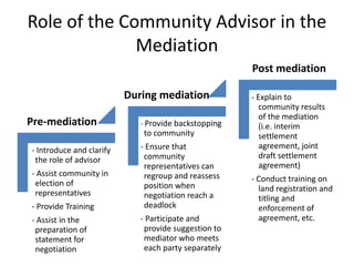 Roles of community advisor in community negotiations | PPT