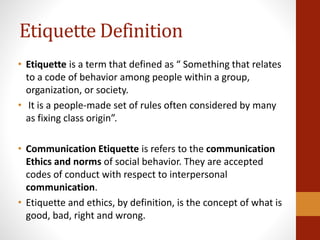 Etiquette Meaning