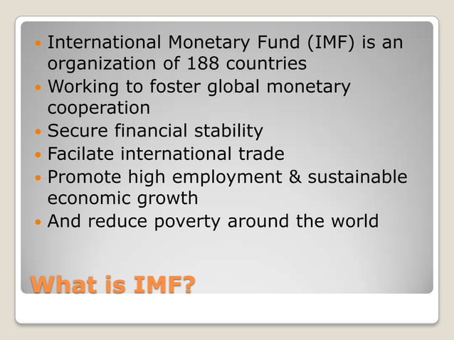 Roles of IMF | PPTX | Economy | Business and Finance