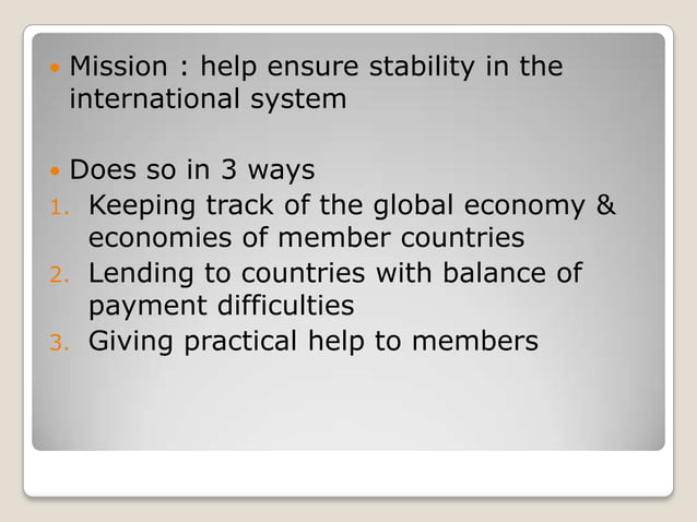 Roles of IMF | PPTX | Economy | Business and Finance