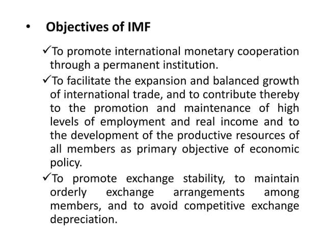 Roles of international economic institutions