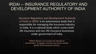 Presentation on roles of IRDAI of India. | PPTX