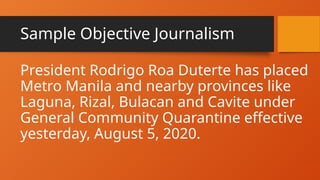 ROLES OF JOURNALISM elementary level lesson | PPTX