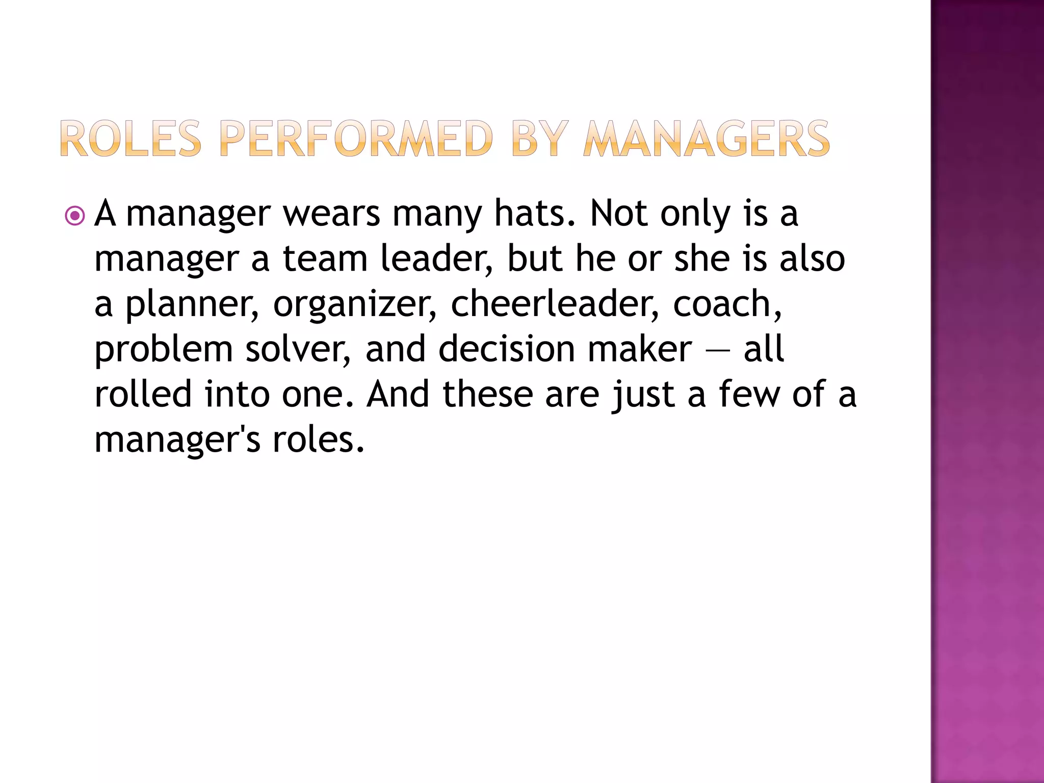 Roles of manager. | PPTX