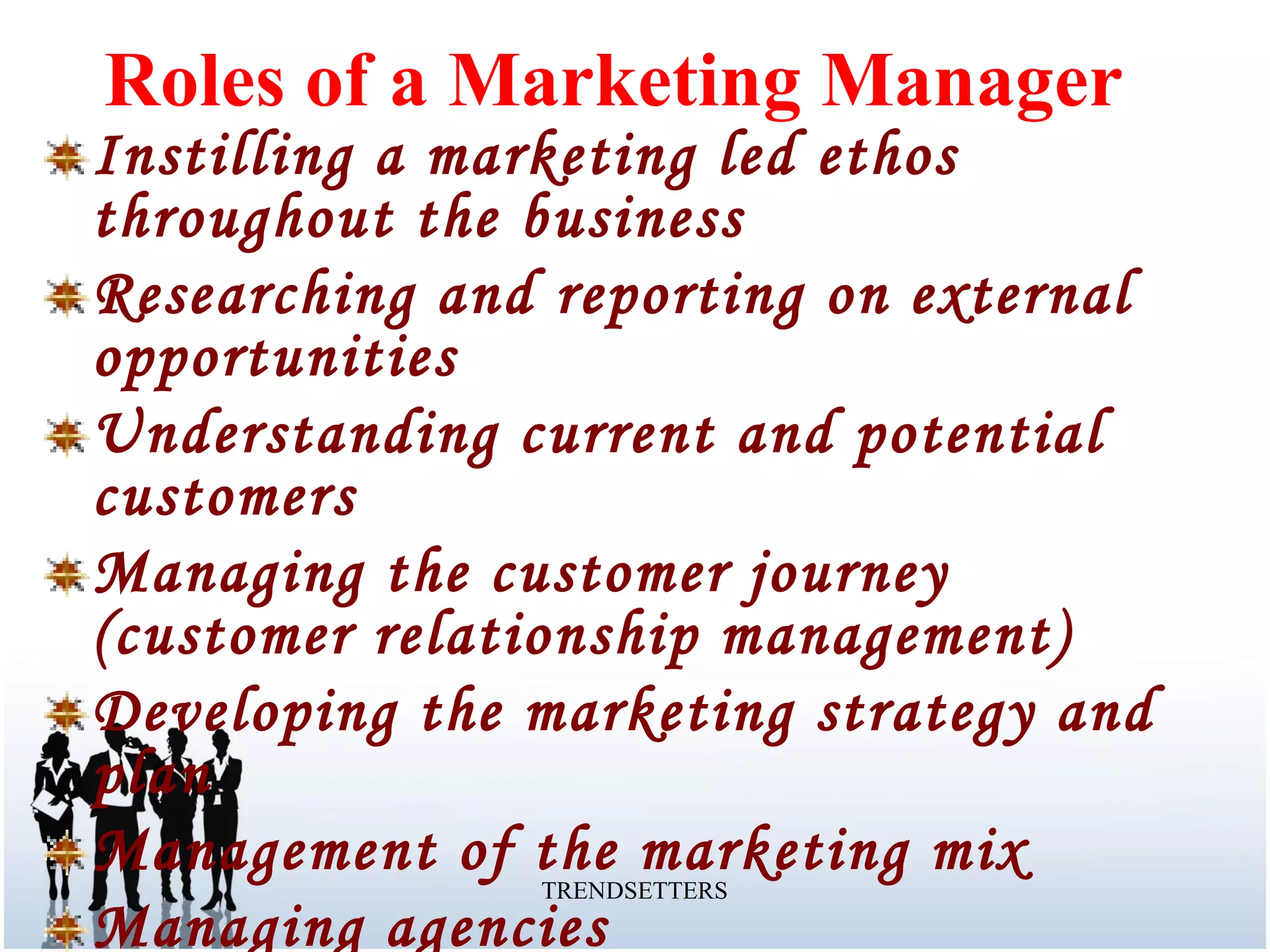 Roles of marketing manager | PPT