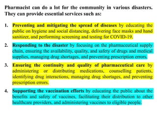 Roles of Pharmacists in Disaster Management | PDF