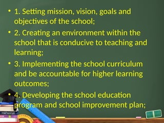 Roles of Principals in educational institutions | PPT