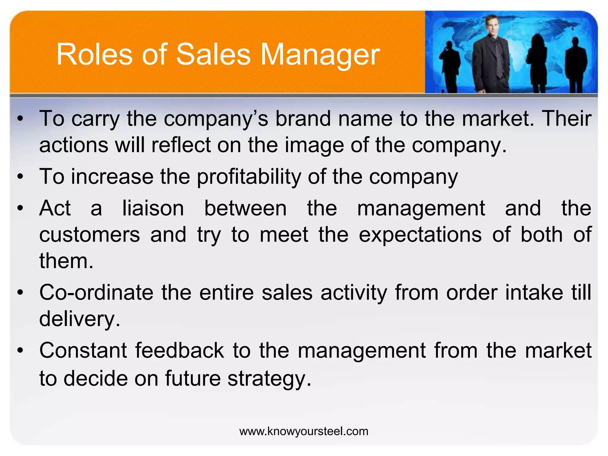 Roles of sales managers & traders in steel industry | PPTX