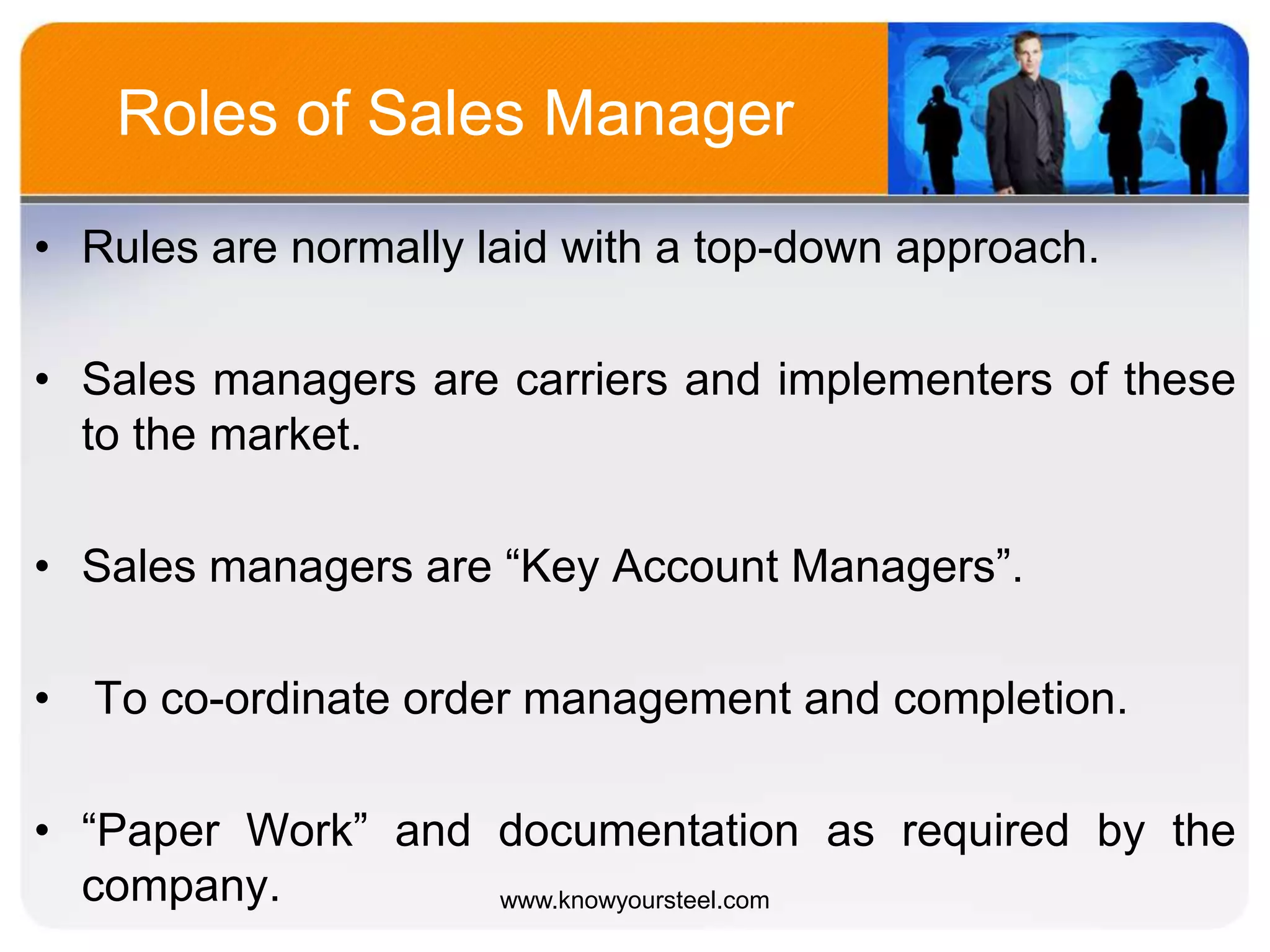 Roles of sales managers & traders in steel industry | PPTX
