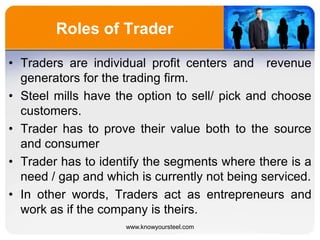 Roles of sales managers & traders in steel industry | PPTX