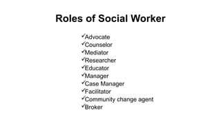 rolesofsocialworkers. IN SOCIAL WORKpptx | PPTX