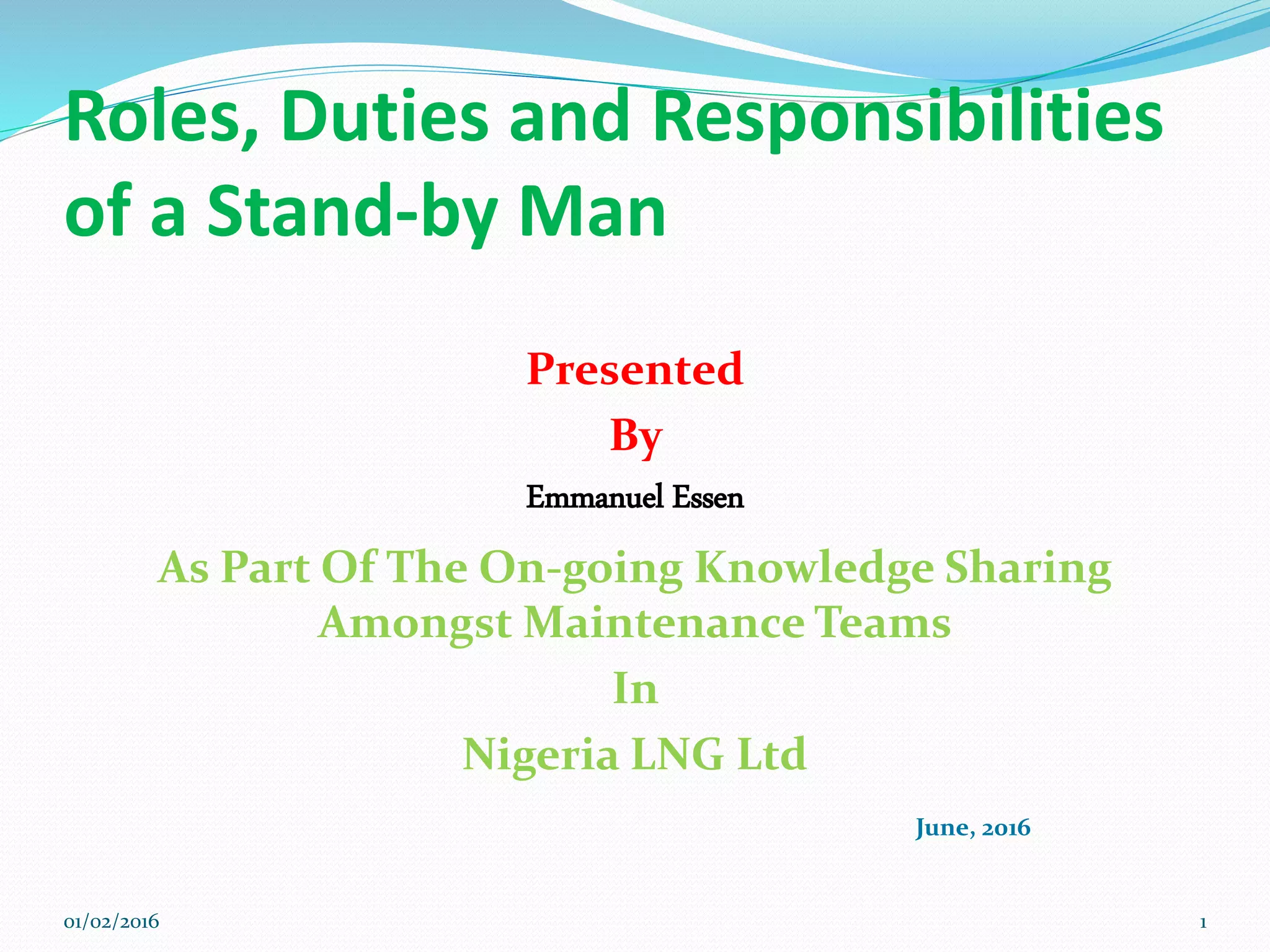 Roles of standby man | PPTX