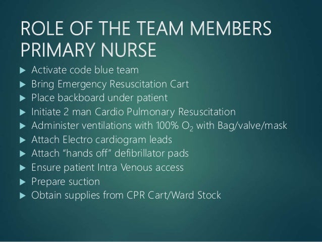 Roles of the medical and nursing staff during emergency codes