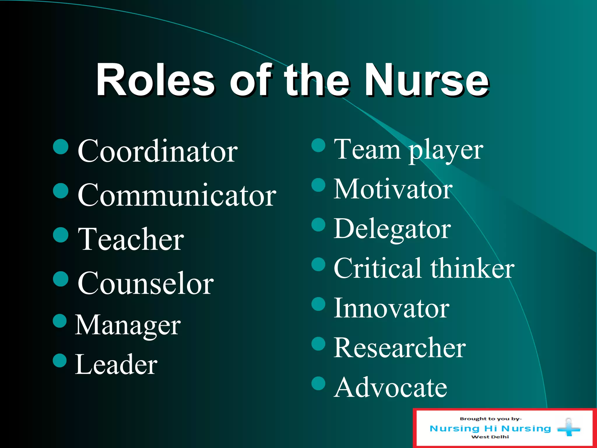 Roles of the Nurse | PPT