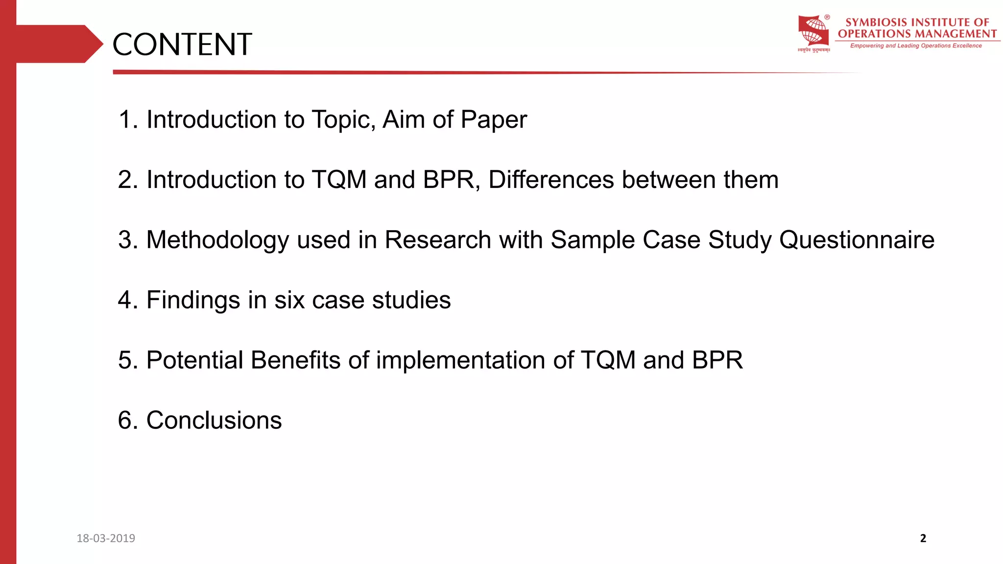 Roles of TQM and BPR in organizational change strategies- Case Study | PDF