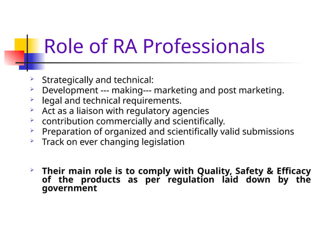 PHARMA REGULATORY AFFAIRS: ROLES & RESPONSIBILITIES | PPTX ...