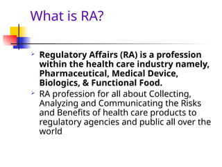 PHARMA REGULATORY AFFAIRS: ROLES & RESPONSIBILITIES | PPTX