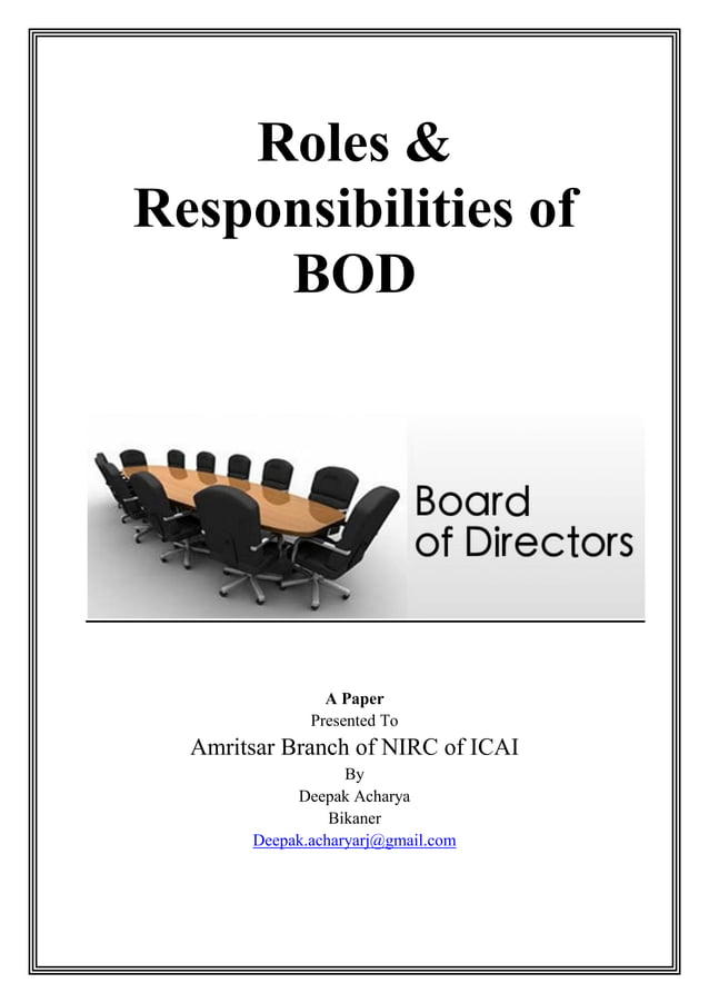 Roles & responsibilities of bod | PDF | Business Accounting & Finance ...