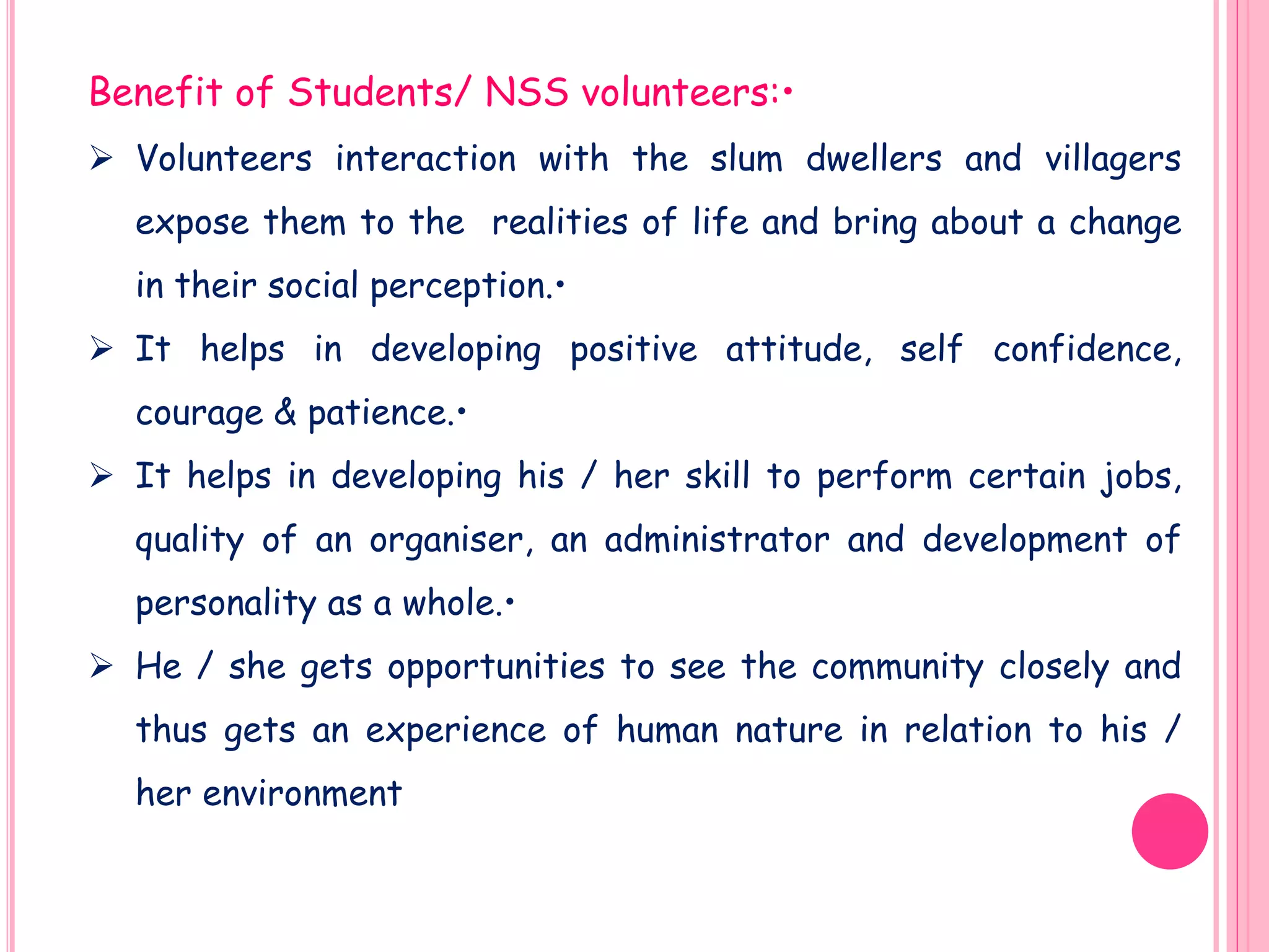 Roles and Responsibilities of NSS Volunteers | PPTX