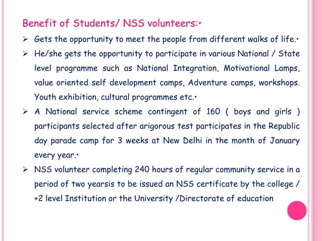 Roles and Responsibilities of NSS Volunteers | PPTX