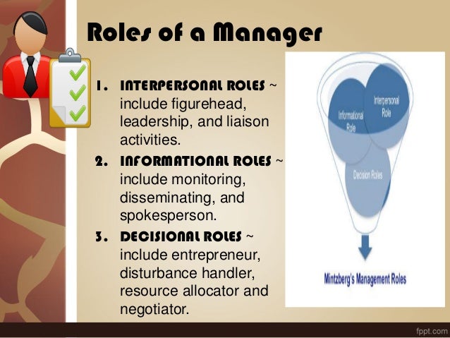 Roles, skills of a manager