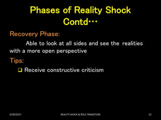 Role transition & reality shock | PPTX