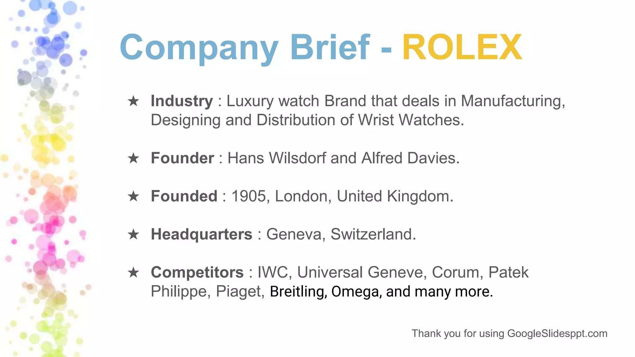 Rolex- brand strategies | PPTX