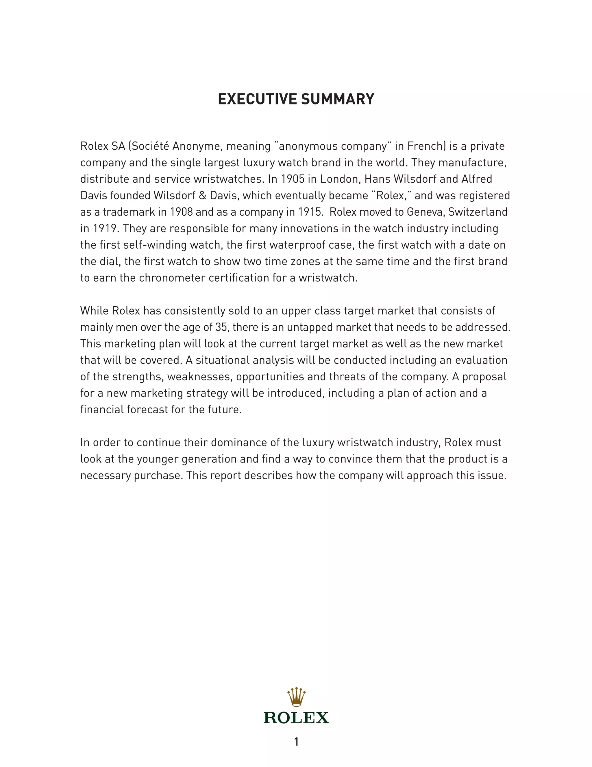 Rolex Marketing Plan | PDF