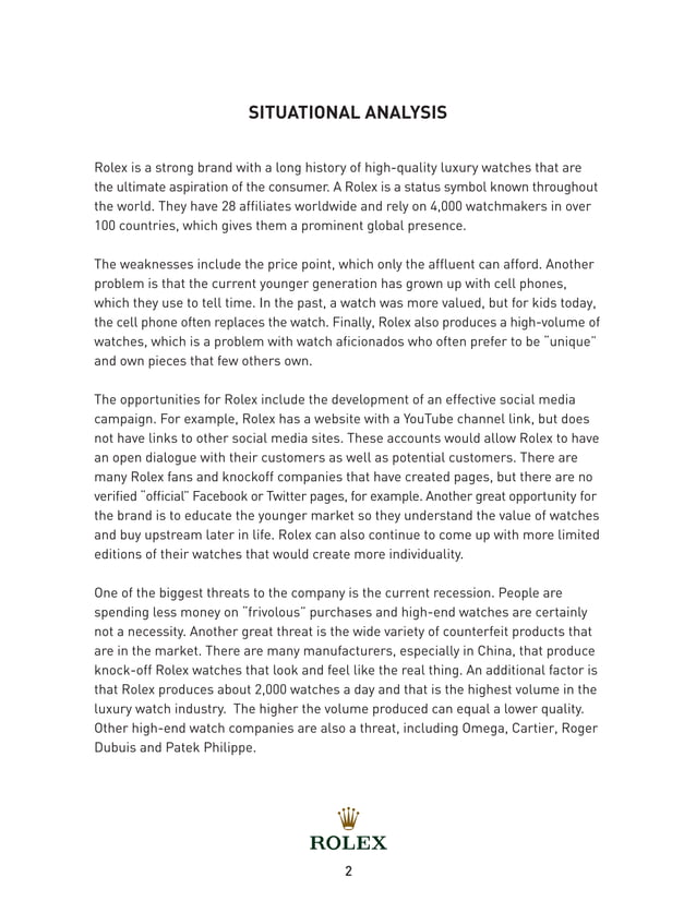 Rolex Marketing Plan | PDF