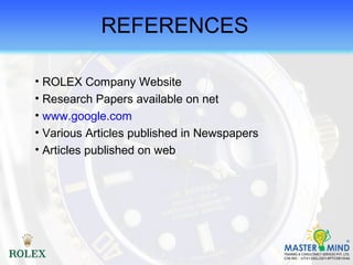 Rolex Marketing Plan - Detailed Study | PPT | Marketing and Advertising ...