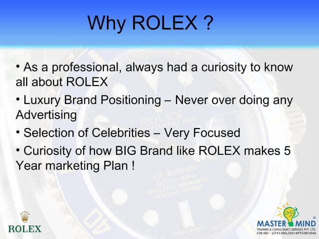 Rolex Marketing Plan - Detailed Study | PPT | Marketing and Advertising ...
