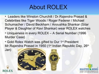 Rolex Marketing Plan - Detailed Study | PPT