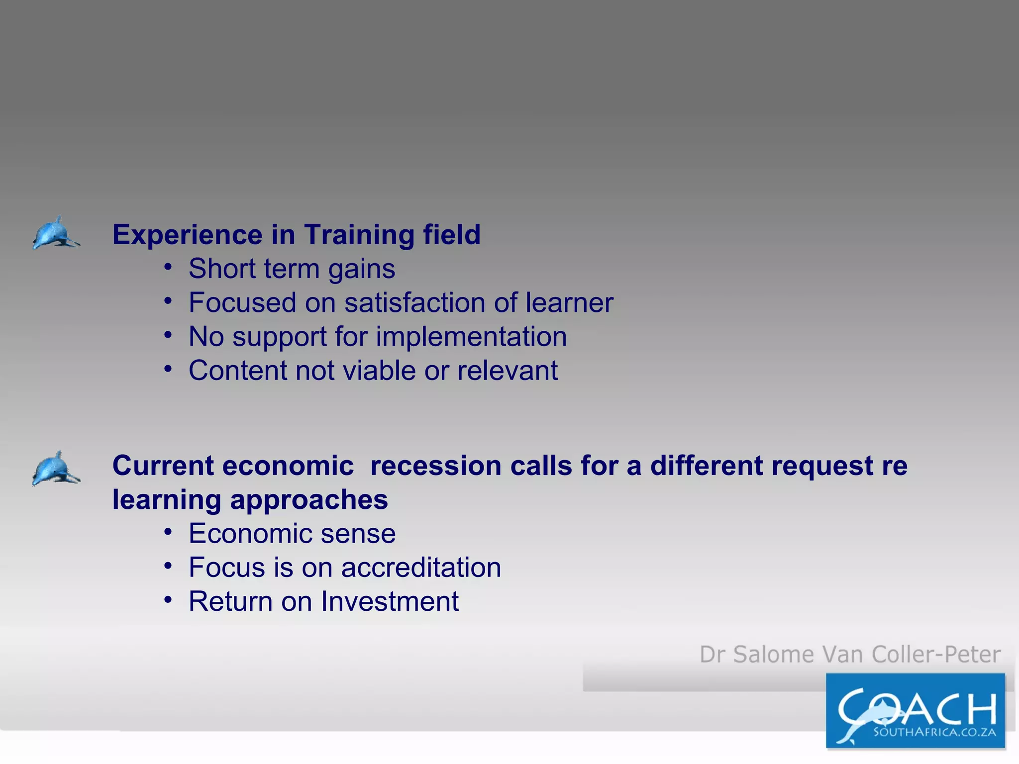 Coaching - Return on learning investment. Salome van Coller | PPT