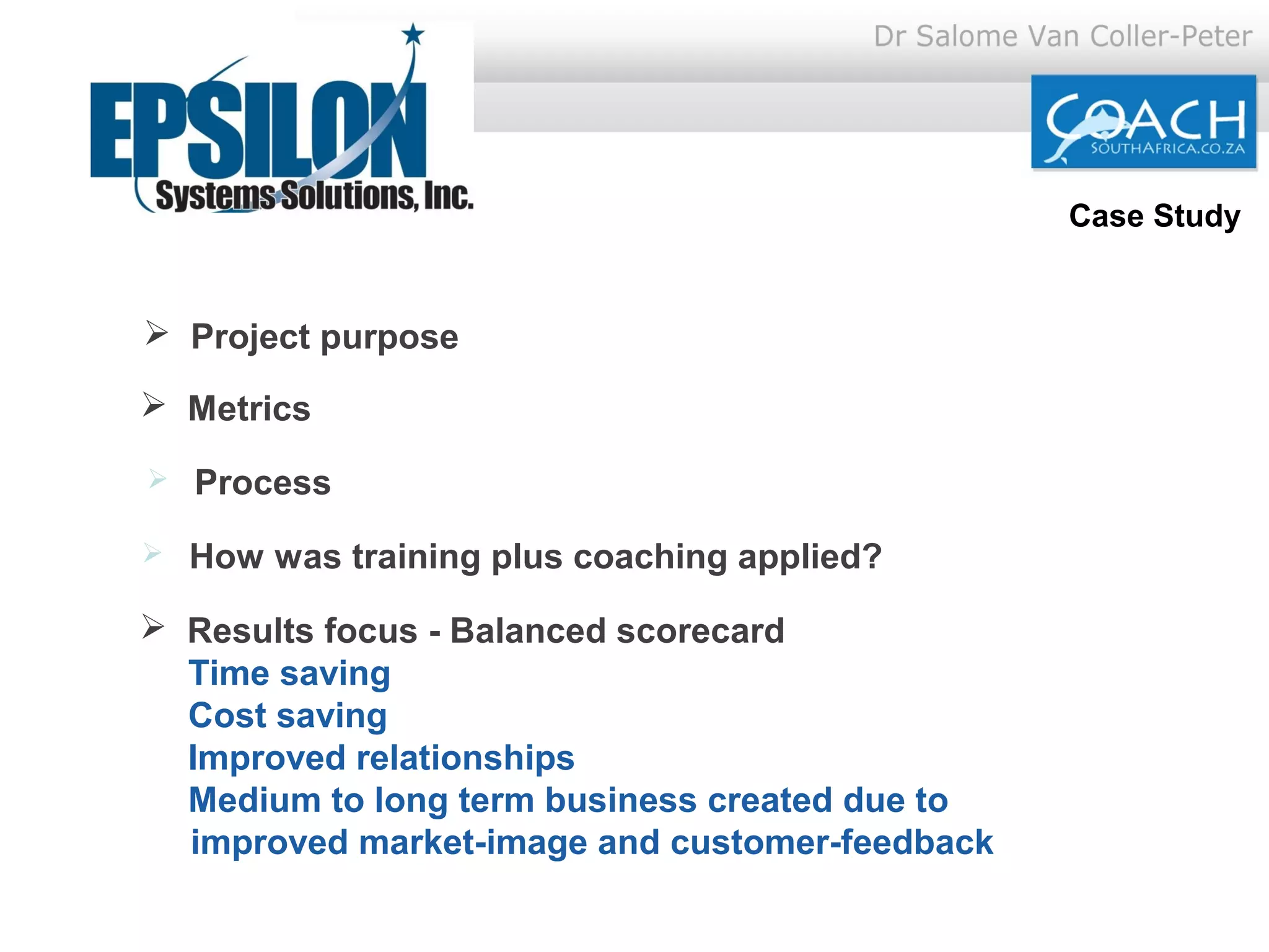 Coaching - Return on learning investment. Salome van Coller | PPT