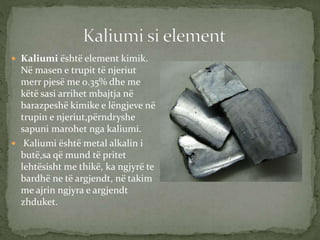 Roli i elementeve kimike ne organizmin e njeriut (kaliumi) | PPTX