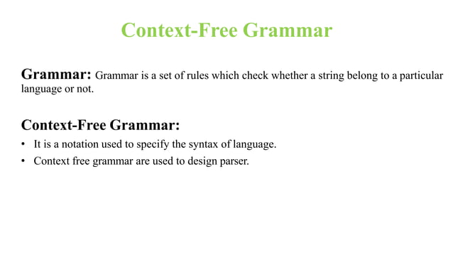 CONTEXT FREE GRAMMAR | PPTX