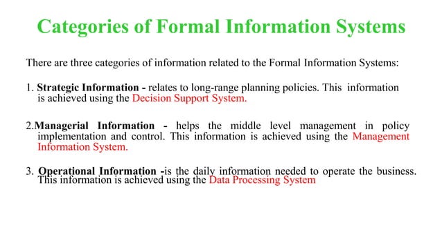 FORMAL & INFORMAL INFORMATION SYSTEM | PPTX