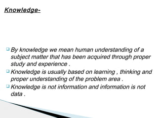 Data, information and knowledge | ODP