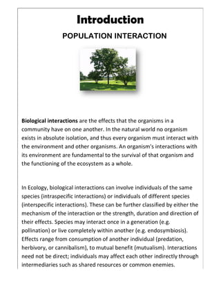 CBSE Biology investigatory project class 12 on population interaction | PDF